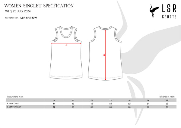 WILLETTON CROWS CRICKET CLUB - TRAINING SINGLET - LSR Sports
